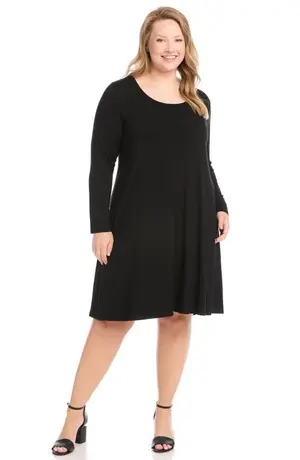 Karen Kane Long Sleeve Jersey Trapeze Dress