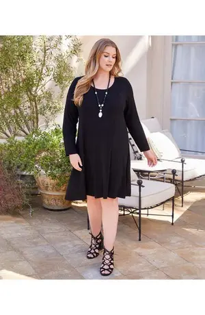 Karen Kane Long Sleeve Jersey Trapeze Dress