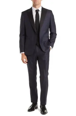 BOSS Huge Virgin Wool Blend Suit - Navy