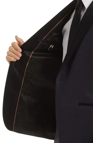 BOSS Huge Virgin Wool Blend Suit - Navy