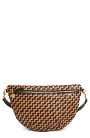 Clare V. Clare V. Grande Woven Leather Belt Bag Oat Multi