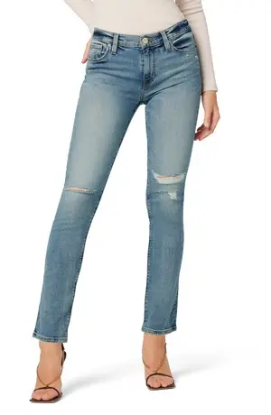 Hudson Jeans Nico Ripped Ankle Straight Leg Jeans