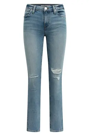 Hudson Jeans Nico Ripped Ankle Straight Leg Jeans