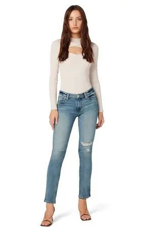 Hudson Jeans Nico Ripped Ankle Straight Leg Jeans