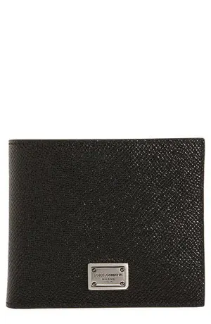 Dolce & Gabbana Logo Plaque Leather Bifold Wallet - Black