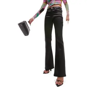 Topshop Coated Bootcut Jeans
