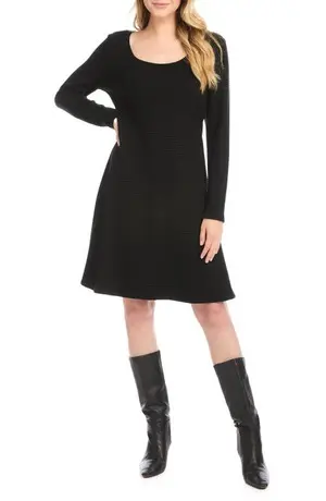Karen Kane Erin Long Sleeve A-line Sweater Dress - Black