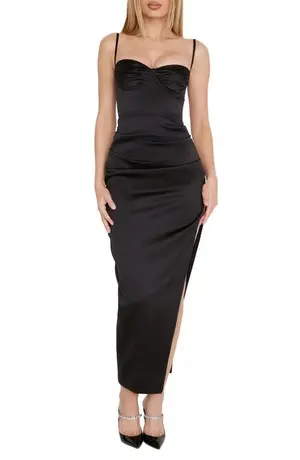 House Of Cb Flora Pleated Corset Midi Dress
