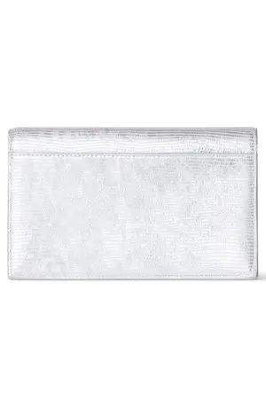 Akris Anouk Lizard Embossed Leather Envelope Wallet On A Chain - Silver Metallic