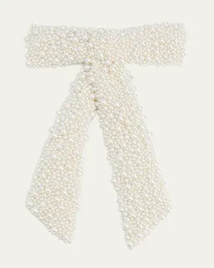JENNIFER BEHR Bailey Bow Barrette - Pearl