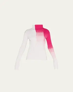 Giorgio Armani Ribbed Ombré Turtleneck Sweater - Pink