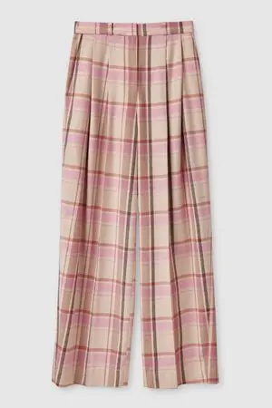 Cos Pleated Wide-leg Checked Pants