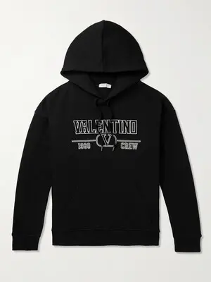 Valentino Garavani Logo-embroidered Cotton-jersey Hoodie