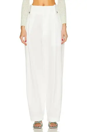 Bottega Veneta Pleated Wide Leg Trouser - Chalk