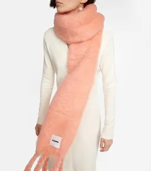 JIL SANDER Mohair And Wool-blend Scarf - Pink