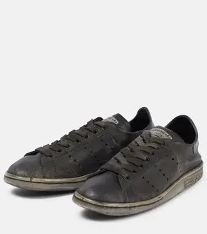 Balenciaga X Adidas Stan Smith Distressed Leather Sneakers In Black - 40%  Off | Editorialist
