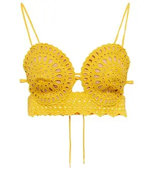 Stella McCartney Broderie Anglaise Crop Top - Yellow