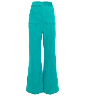 Victoria Beckham Alina Wide-leg Corduroy Pants - Turquoise