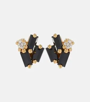 SUZANNE KALAN Fireworks 18kt Gold Earrings With Sapphires And Diamonds - Black