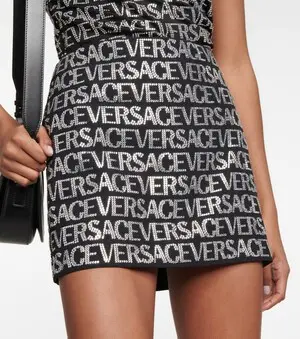Versace Logo Embellished Mini Skirt
