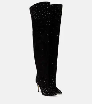 Paris Texas Embellished Suede Over-the-knee Boots