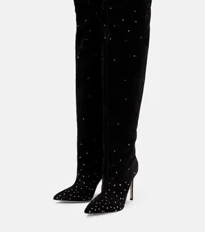 Paris Texas Embellished Suede Over-the-knee Boots