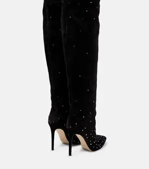Paris Texas Embellished Suede Over-the-knee Boots