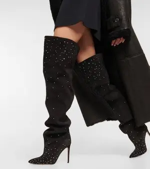 Paris Texas Embellished Suede Over-the-knee Boots