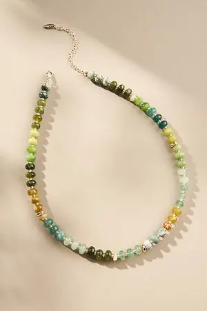Anthropologie Rabow Stone Beaded Necklace Algae