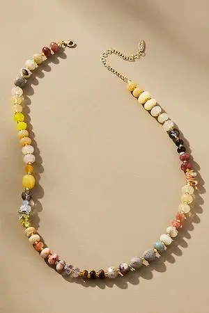 Anthropologie Rabow Stone Beaded Necklace Amber Skies