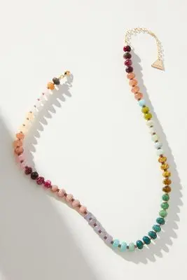 Anthropologie Rabow Stone Beaded Necklace Grey