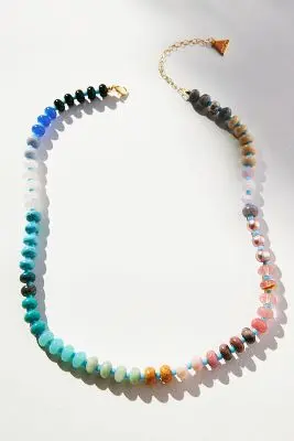 Anthropologie Rabow Stone Beaded Necklace Mint