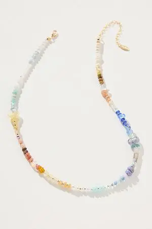 Anthropologie Rabow Stone Beaded Necklace Mist