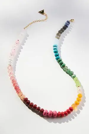 Anthropologie Rabow Stone Beaded Necklace Mulberry