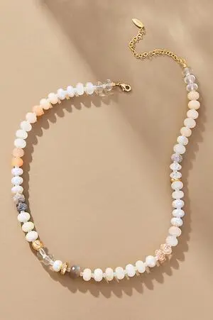 Anthropologie Rabow Stone Beaded Necklace Oyster