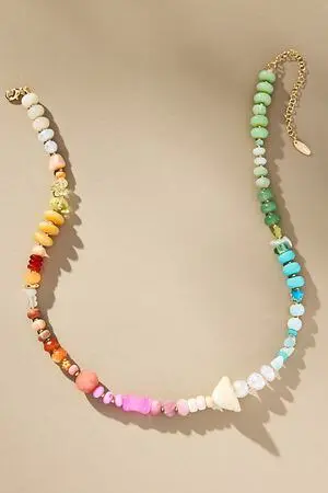 Anthropologie Rabow Stone Beaded Necklace Papaya