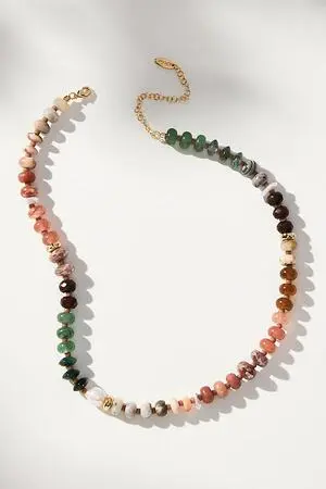 Anthropologie Rabow Stone Beaded Necklace Sandalwood