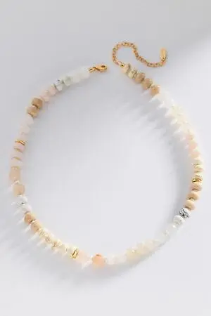 Anthropologie Rabow Stone Beaded Necklace White