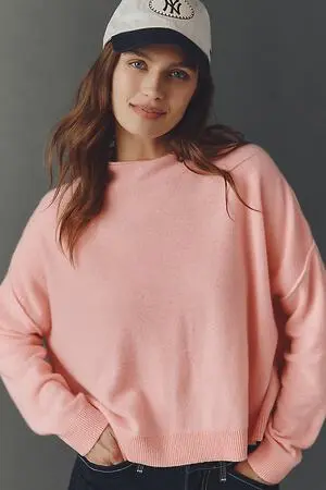 PILCRO Alani Cashmere Mock-neck Sweater - Frosted Pink