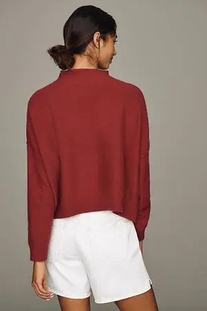 PILCRO Alani 100% Cashmere Mock-neck Sweater - Rhubarb