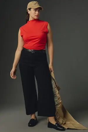 Maeve Colette High-rise Wide-leg Pants In Magic Fabric - Black