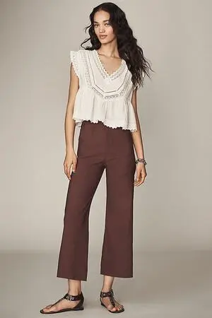 Maeve Maeve Colette High-Rise Wide-Leg Pants Brown
