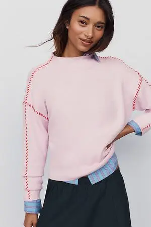 Maeve Carys Mock-neck Sweater - Pink Pattern