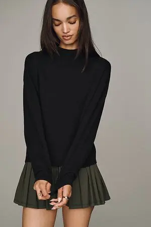 Maeve Carys Mock-neck Sweater - Solid Black