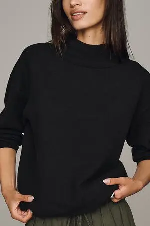 Maeve Carys Mock-neck Sweater - Solid Black