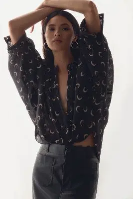 PILCRO Pilcro Sidney Batwing Blouse Black