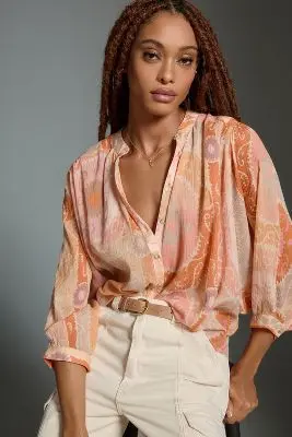 PILCRO Pilcro Sidney Batwing Blouse Orange