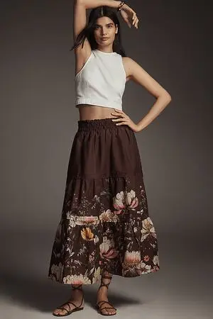 THE SOMERSET COLLECTION BY ANTHROPOLOGIE The Somerset Maxi Skirt Brown