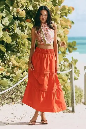 THE SOMERSET COLLECTION BY ANTHROPOLOGIE The Somerset Maxi Skirt - Red