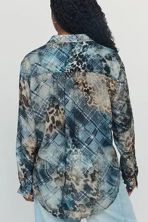 PILCRO Romy Relaxed Buttondown Shirt With Draping And Pockets